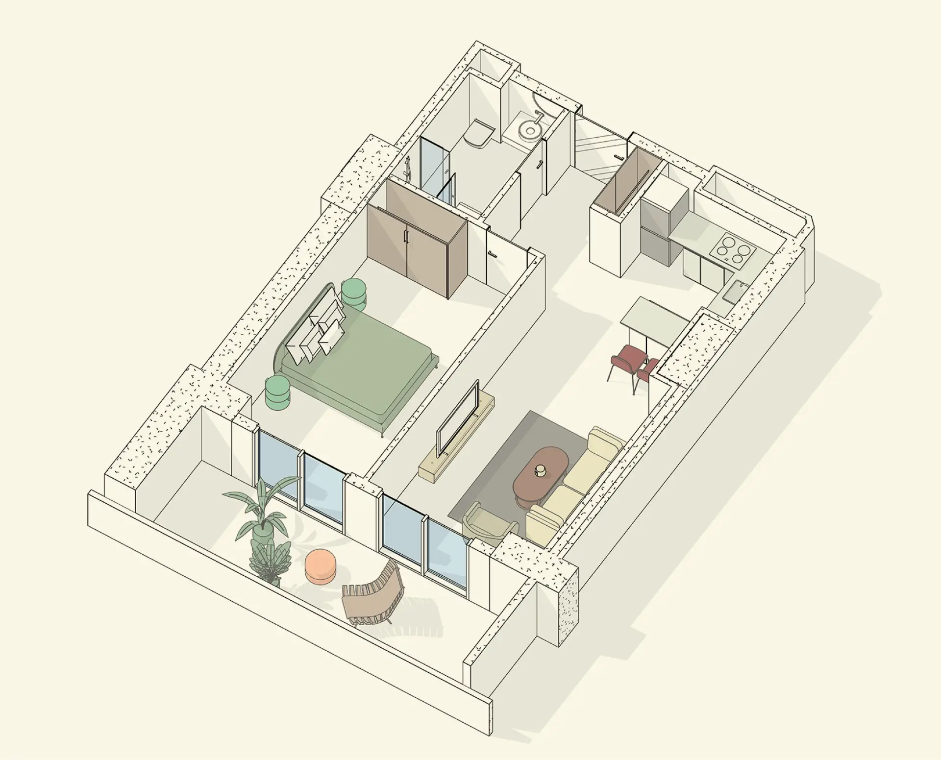 ბინა 142, 64.32 m2, სართული 18 | საკენი | Biograpi Living